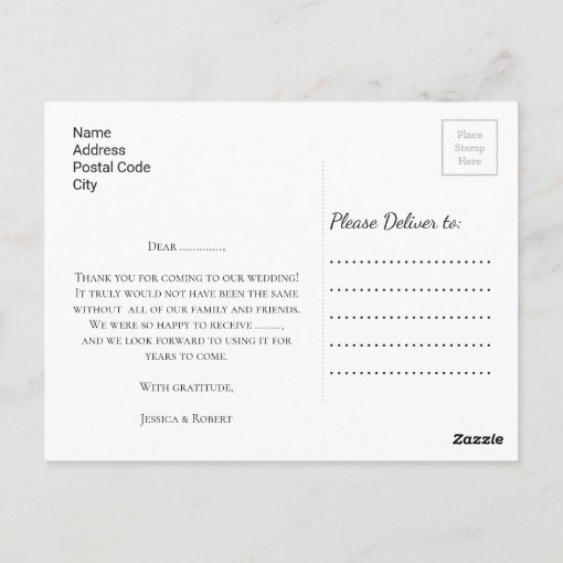 Faux Gold Foil Confetti floral watermark Thank you Postcard | Zazzle