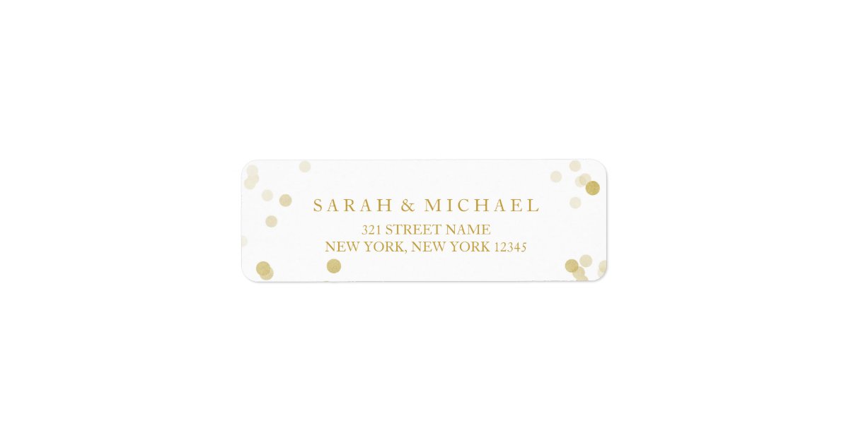 Faux Gold Foil Confetti Personalized Label | Zazzle