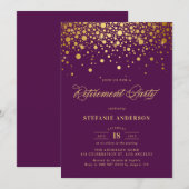 Faux Gold Foil Confetti Purple Retirement Party Invitation | Zazzle