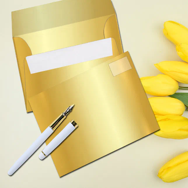 Faux, Gold Foil, Elegant, Wedding Envelope | Zazzle