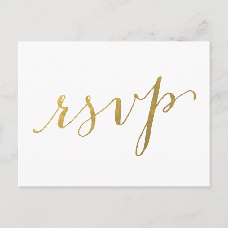 Faux Gold Foil Glamor | Wedding RSVP Postcard | Zazzle