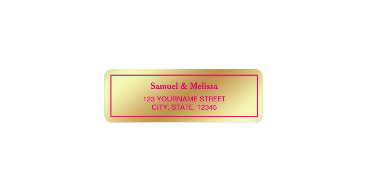 Faux Gold Foil Hot Pink Wedding Label | Zazzle