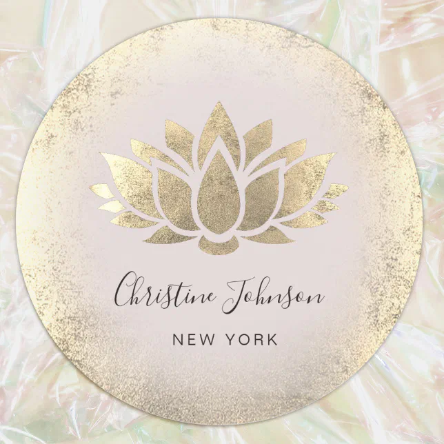 faux gold foil lotus design classic round sticker | Zazzle