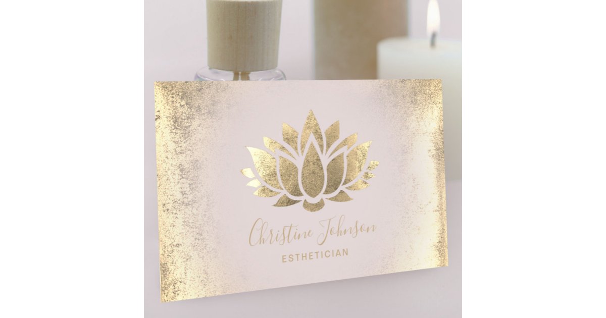 faux gold foil lotus esthetician business card | Zazzle