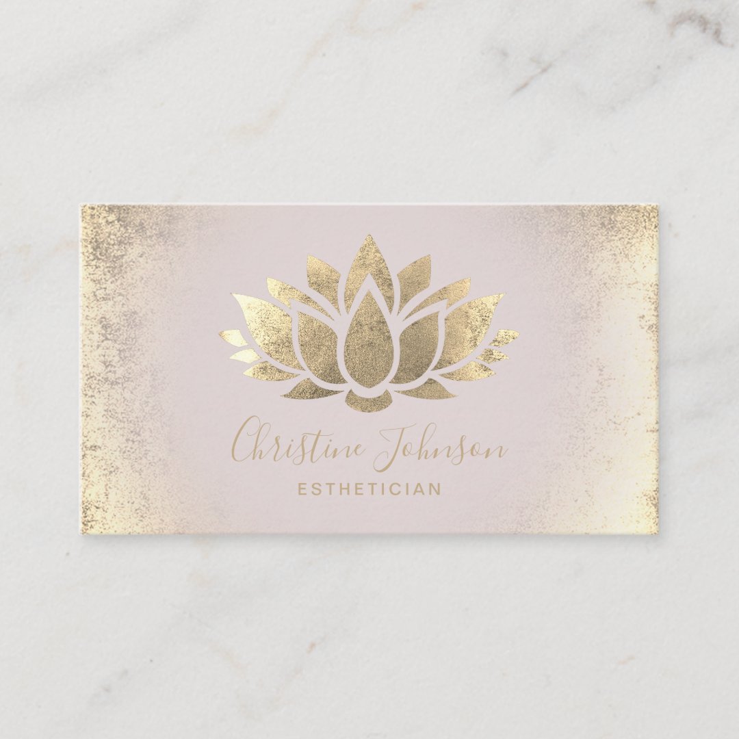 faux gold foil lotus esthetician business card | Zazzle