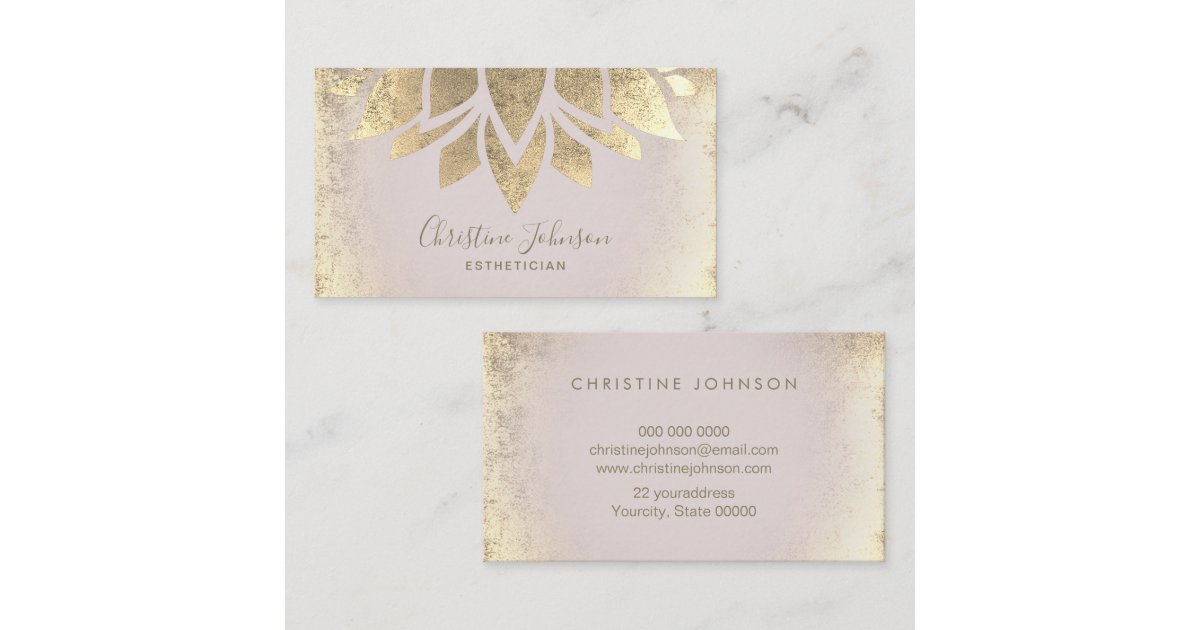 faux gold foil lotus flower business card | Zazzle