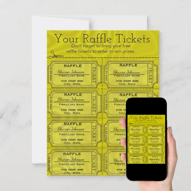 Faux Gold Foil Raffle Tickets Card | Zazzle