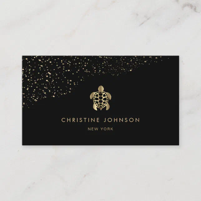 faux gold foil sea turtle business card | Zazzle