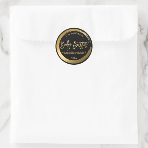 FAUX Gold Foil Shea Body Butter Circle Labels | Zazzle