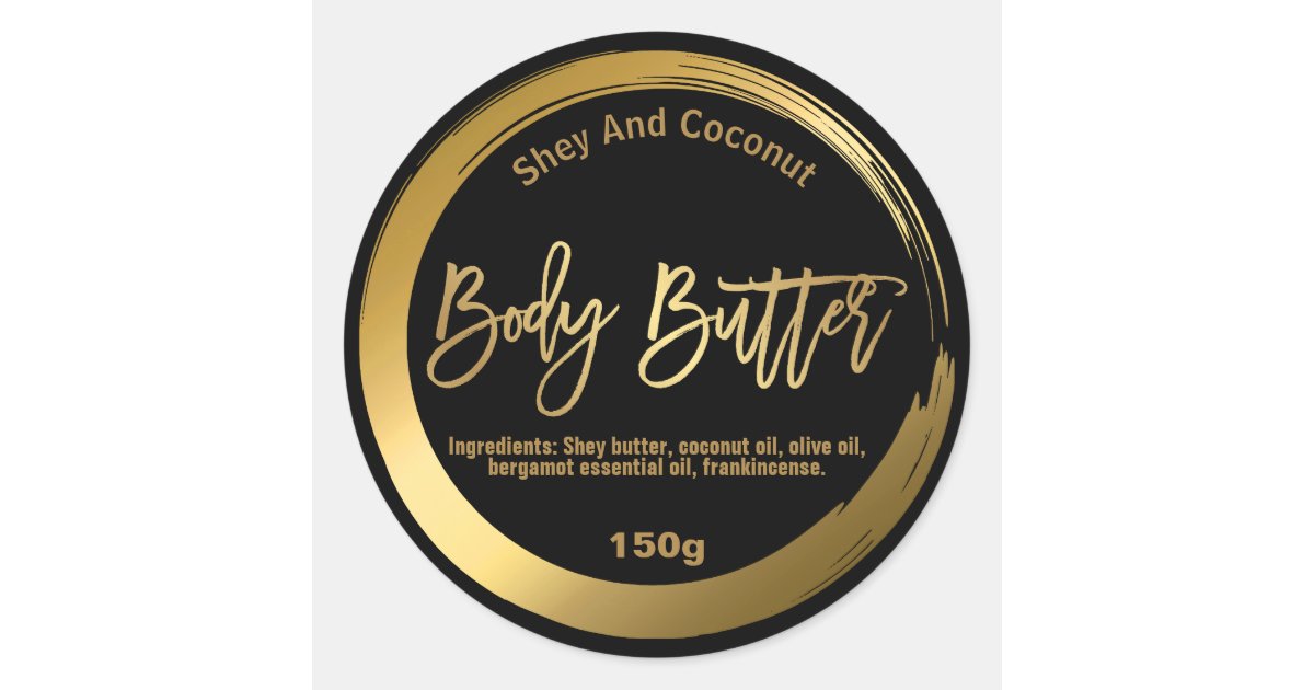 FAUX Gold Foil Shea Body Butter Circle Labels | Zazzle