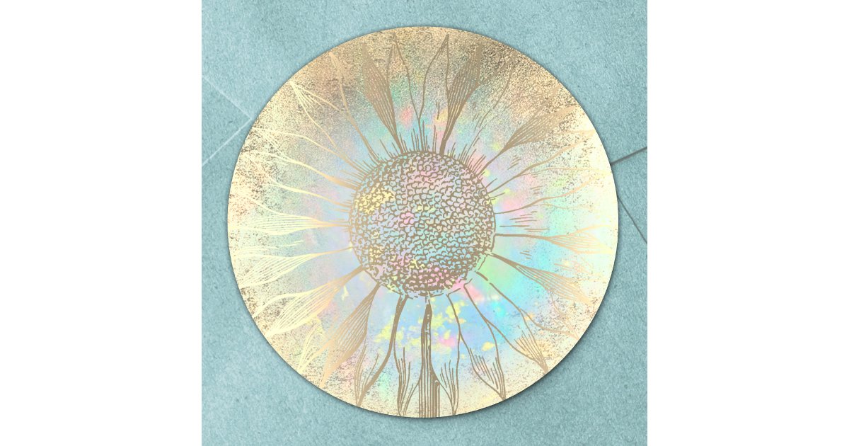 faux gold foil sunflower classic round sticker | Zazzle