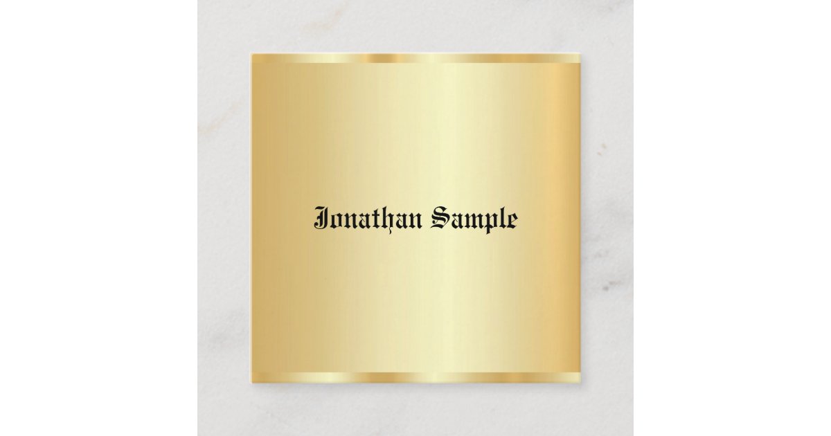 Faux Gold Glamorous Personalized Template Old Text Square Business Card ...