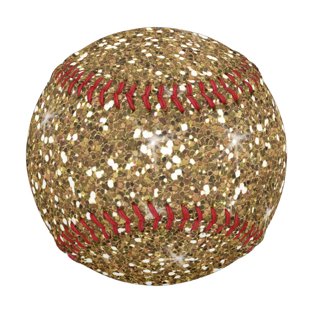 Faux Gold Glitter Baseball | Zazzle