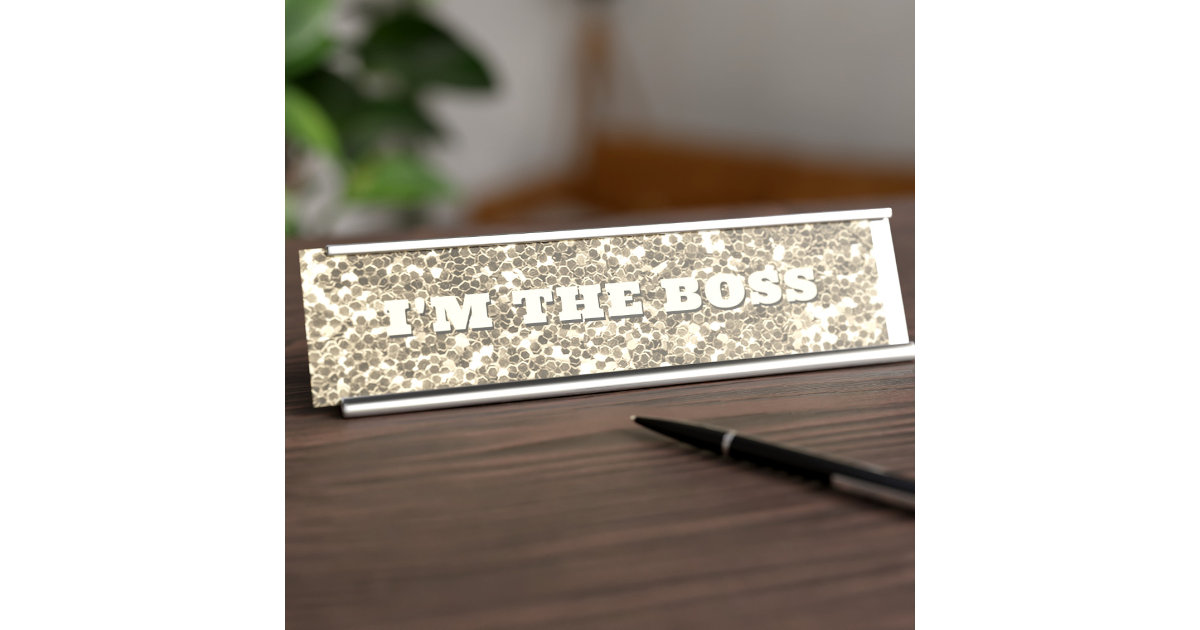 Faux Gold Glitter Boss Metal Desk Name Plate | Zazzle