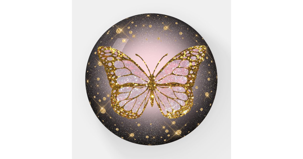 faux gold glitter butterfly paperweight | Zazzle