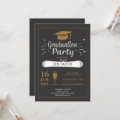 Faux Gold Glitter Cap Graduation Party Invitation | Zazzle