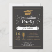Faux Gold Glitter Cap Graduation Party Invitation | Zazzle