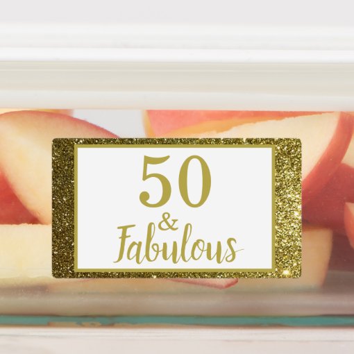 Faux Gold Glitter Fabulous 50th Birthday Labels | Zazzle