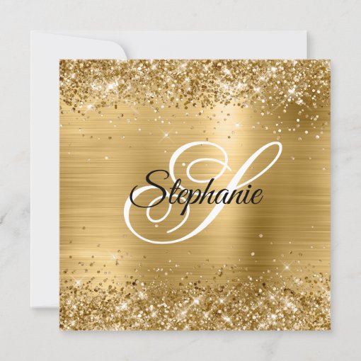 Faux Gold Glitter Foil Monogram 21st Birthday Invitation | Zazzle