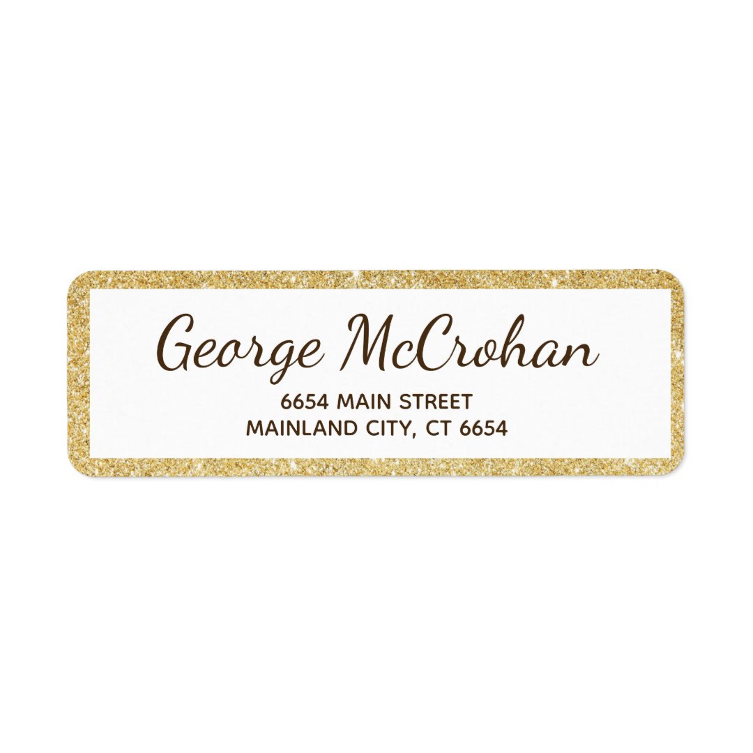 Faux Gold Glitter Foil Return Address Label | Zazzle
