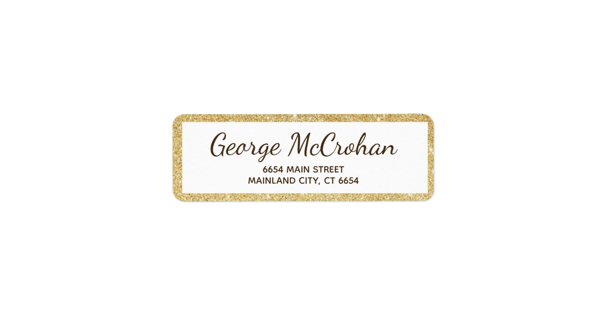 Faux Gold Glitter Foil Return Address Label | Zazzle