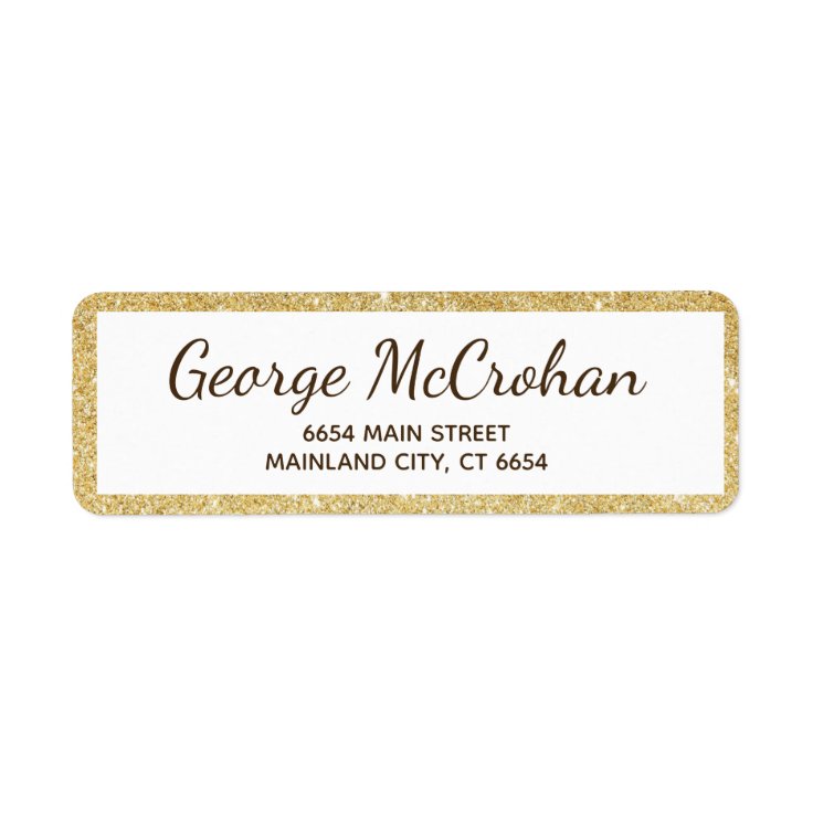 Faux Gold Glitter Foil Return Address Label | Zazzle
