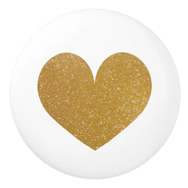 Faux gold glitter heart door and drawer pull knobs | Zazzle
