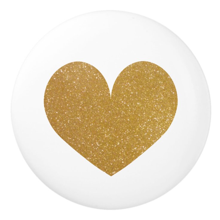 Faux gold glitter heart door and drawer pull knobs | Zazzle
