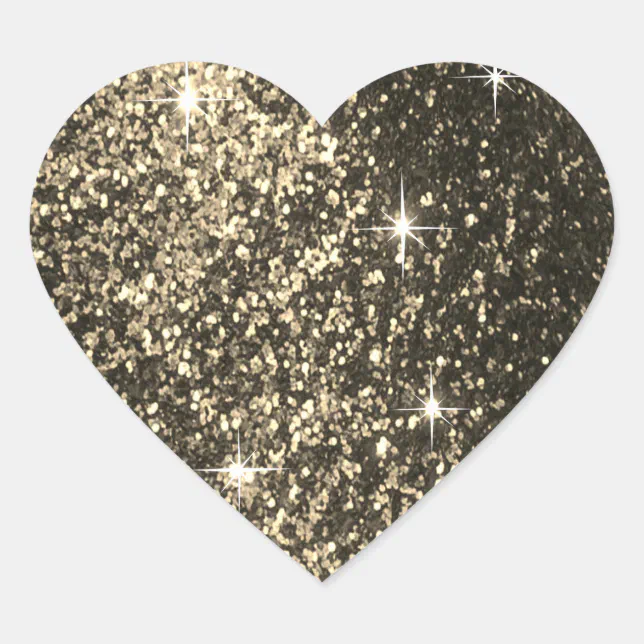 Faux Gold Glitter Heart Sticker | Zazzle