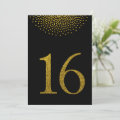 Faux Gold Glitter on Black Table Number Card | Zazzle
