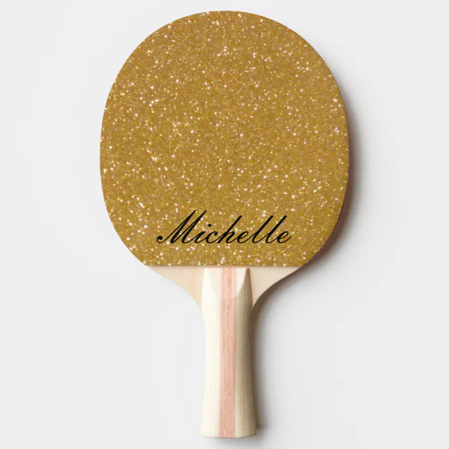 Faux gold glitter ping pong paddle - printed image | Zazzle