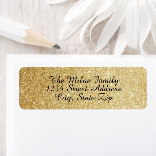 Faux Gold Glitter - Return Address Labels | Zazzle
