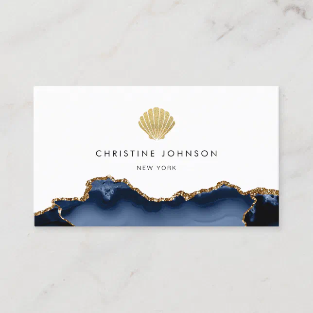 faux gold glitter seashell logo business card | Zazzle