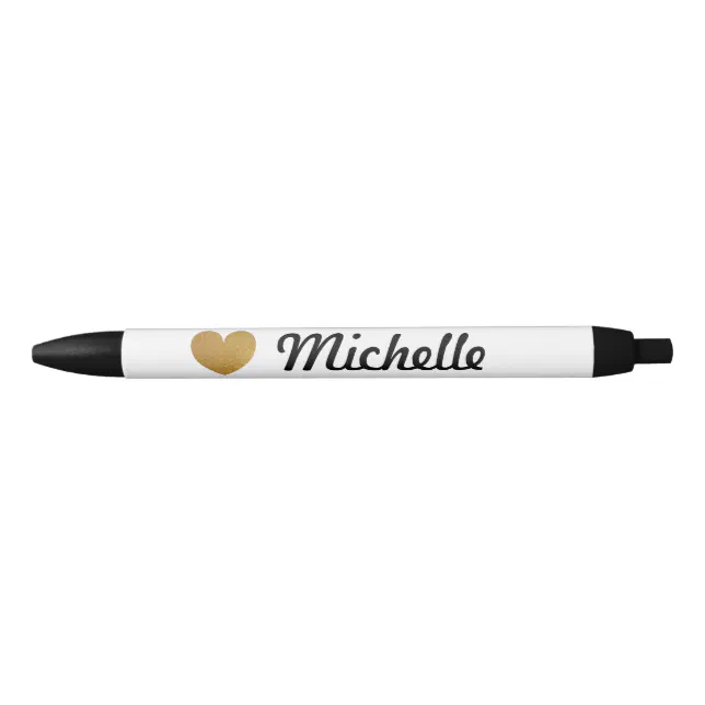 Faux gold glittery heart personalized name pen | Zazzle