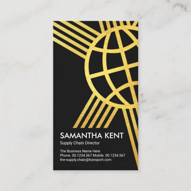Faux Gold Global Connection Lines Import Export Business Card | Zazzle