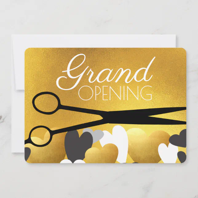 Faux gold hair stylist beauty salon grand opening invitation | Zazzle