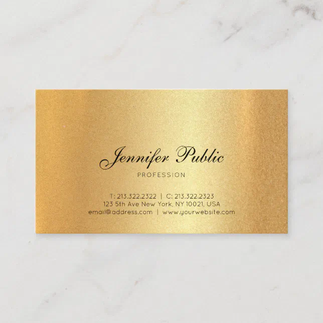 Faux Gold Handwritten Script Calligraphed Modern Business Card | Zazzle