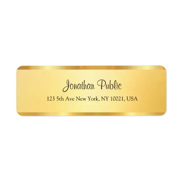 Faux Gold Handwritten Script Personalized Template Label | Zazzle