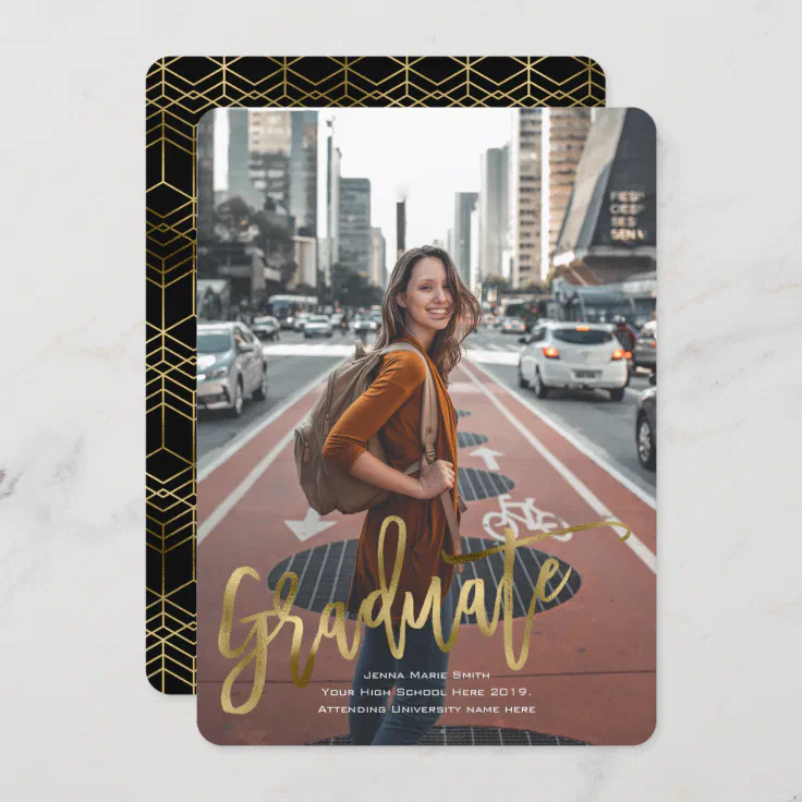 Faux Gold, High School, Modern, Graduation Cards | Zazzle
