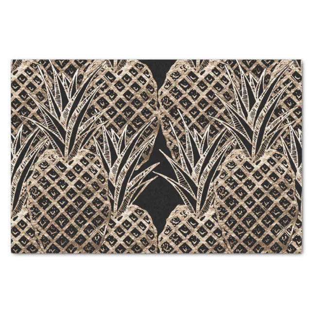 Faux Gold Leaf Pineapple Collage Tissue Paper | Zazzle