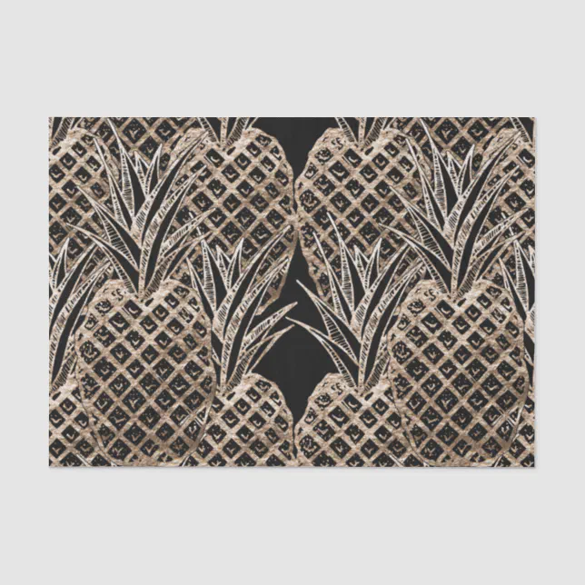 Faux Gold Leaf Pineapple Collage Tissue Paper | Zazzle