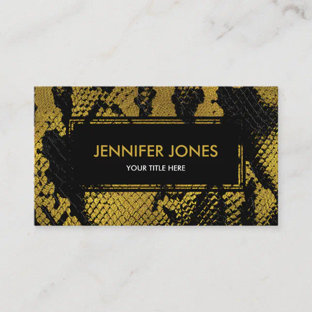 Faux Gold Leather Snake Skin Business Card | Zazzle