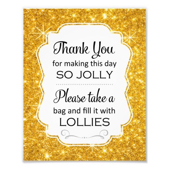 Faux Gold Lolly Buffet Bridal Shower Sign Print | Zazzle.com