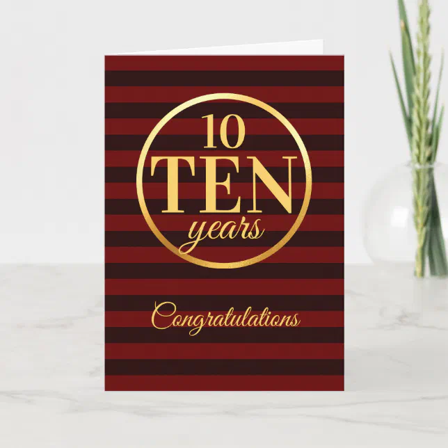 Faux gold milestone employee anniversary card | Zazzle