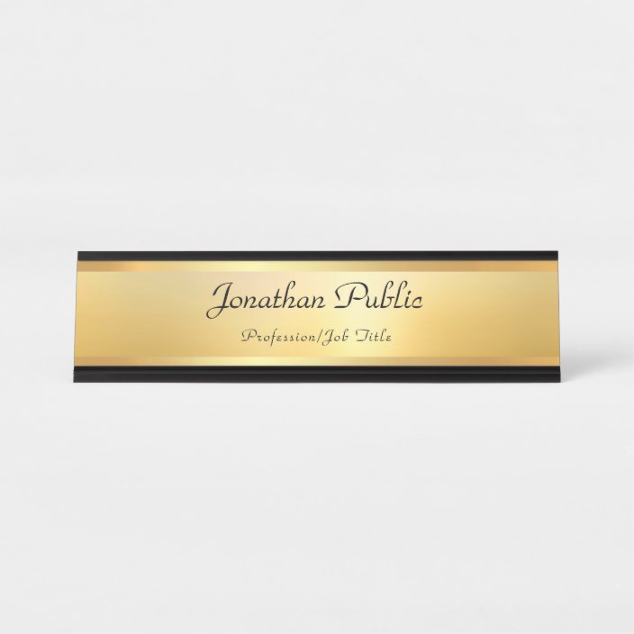 Faux Gold Modern Elegant Template Professional Desk Name Plate | Zazzle.com
