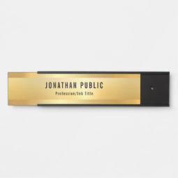 Faux Gold Modern Template Glamorous Trendy Door Sign | Zazzle