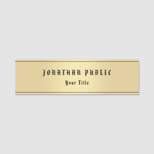 Faux Gold Nostalgic Look Old Style Text Template Name Tag | Zazzle