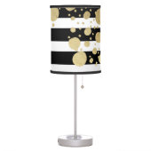 Faux Gold Paint Splatter on Black & White Stripes Table Lamp | Zazzle