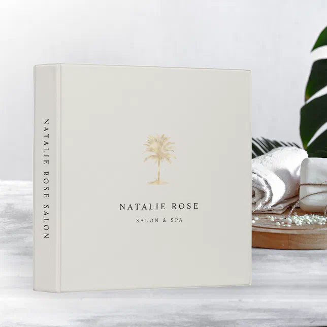 Faux Gold Palm Tree Logo 3 Ring Binder | Zazzle