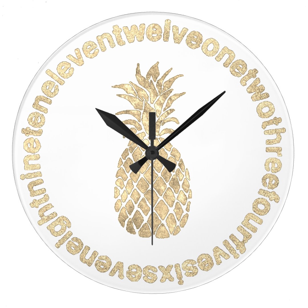 faux gold pineapple large clock | Zazzle